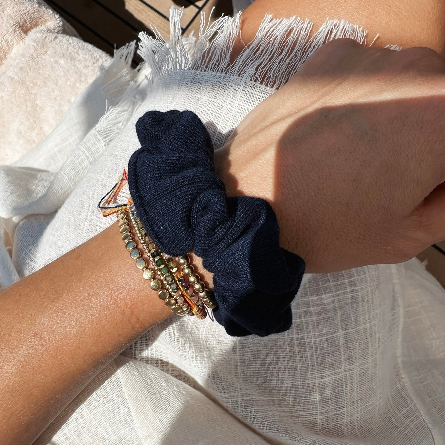 Navy Cotton Hair Scrunchie – Alexa Leigh