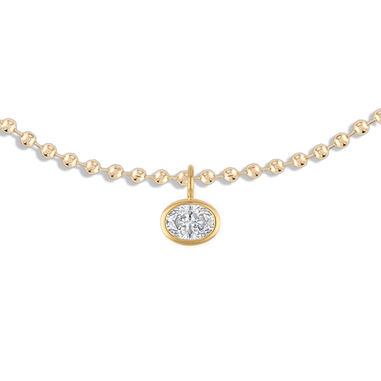 Bezel Oval Ball Chain Necklace | Alexa Leigh